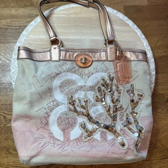 Coach | Bags | Coach Audrey Coral Canvas Purse | Poshmark